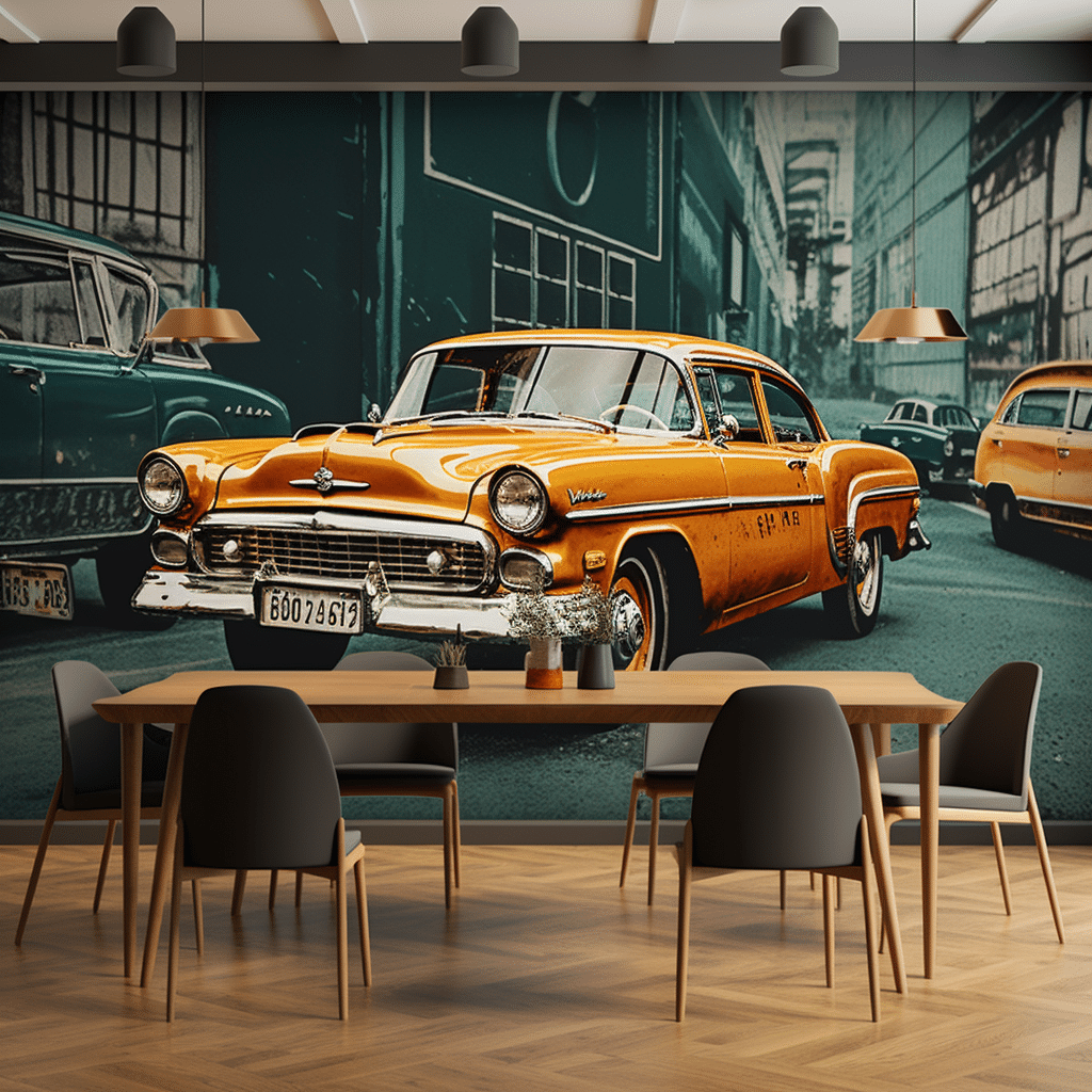 Elevate Spaces with Timeless Retro Car Wallpaper